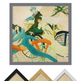 Bilderwelten Bild mit Rahmen - Quadrat Lyonel Feininger - Draisinen-Fahrer