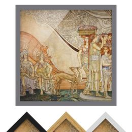 Bilderwelten Bild mit Rahmen - Quadrat Galileo Chini - Dekoration der Terme Berzieri Detail 5