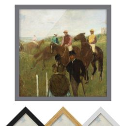 Bilderwelten Bild mit Rahmen - Quadrat Edgar Degas - Jockeys auf Rennbahn