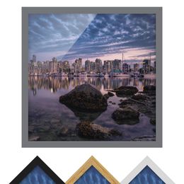 Bilderwelten Bild mit Rahmen - Quadrat Vancouver im Sonnenuntergang