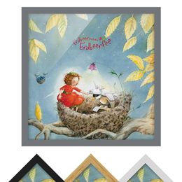 Bilderwelten Bild mit Rahmen - Quadrat Erdbeerinchen Erdbeerfee - Spatz