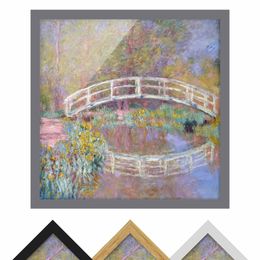 Bilderwelten Bild mit Rahmen - Quadrat Claude Monet - Br&uuml;cke Monets Garten