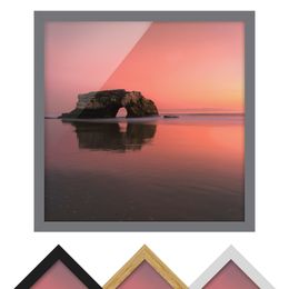 Bilderwelten Bild mit Rahmen - Quadrat Nat&uuml;rliche Br&uuml;cke im Sonnenuntergang