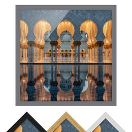 Bilderwelten Bild mit Rahmen - Quadrat Reflexionen in der Moschee