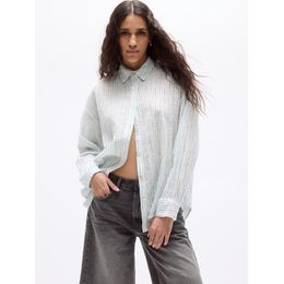 Pull&Bear Pull&Bear Bluse Damen Größe L hellblau / schwarz / weiß