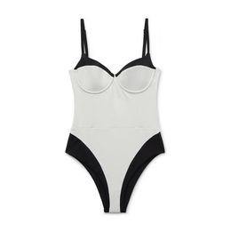 CALZEDONIA Badeanzug 'Double Bikin' Damen Größe L grau / schwarz