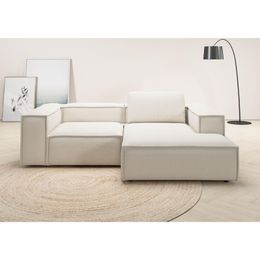 Places of Style Ecksofa »Watertown, kompakte L-Form, 246 cm breite für kleinere Räume« modernes Ecksofa mit Feincordbezug, platzsparend & bequem white