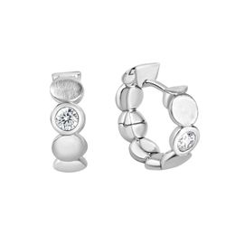 Vivance Paar Creolen &raquo;925/- Sterling Silber rhodiniert glanz/matt Zirkonia&laquo; wei&szlig; + wei&szlig; one-size Moderne Klappcreolen aus 925/- Sterling Silber...
