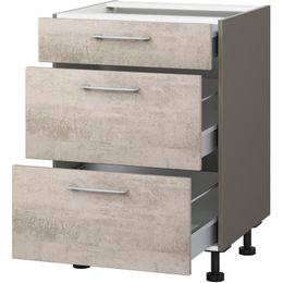KOCHSTATION Auszugsunterschrank &raquo;KS-Trea U2AS50&laquo; mit drei Ausz&uuml;gen, Breite 50 cm, H&ouml;he 75 cm grau