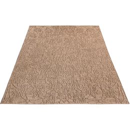 Paco Home Teppich &raquo;Rimini 411&laquo; rechteckig 4 mm H&ouml;he Flachgewebe, Uni Farben, Hoch-Tief Effekt, In- und Outdoor geeignet beige Polypropylen (PP)