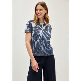 Cecil Print-Shirt in Ausbrenner-Optik und mit floralem Muster urban dark blue M (40) M (40) T-Shirt mit elastischem Saum von Cecil