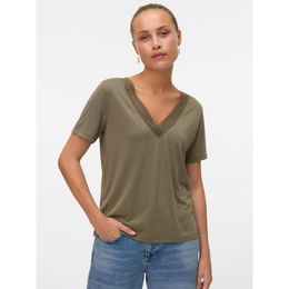 Véro Moda VERO MODA Kurzarmshirt »VMSAVANNAH LACE 2-WAY SS TOP JRS« Kalamata L L Shirt von Vero Moda