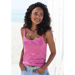 Vivance Stricktop &raquo;mit Streifenstruktur&laquo;, aus leichter Feinstrickqualit&auml;t pink-creme 36/38 36/38 Garngef&auml;rbte Streifen