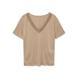 Véro Moda VERO MODA Kurzarmshirt »VMSAVANNAH LACE 2-WAY SS TOP JRS« Silver Mink XS XS Shirt von Vero Moda