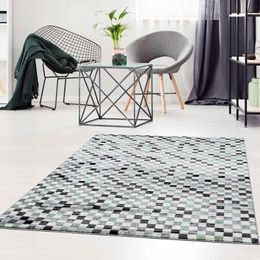 Carpet City Teppich &raquo;Moda 1141&laquo; rechteckig 11 mm H&ouml;he Kurzflor, Karo, weich, Wohnzimmer, Schlafzimmer gr&uuml;n Kunstfaser