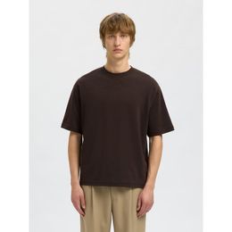 Selected Herren Selected Rundhalsshirt &raquo;SLHLOOSEOSCAR SS O-NECK TEE NOOS&laquo; braun L
