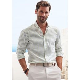 John Devin Damen Langarmhemd &raquo;Regular Fit&laquo; Streifenhemd mit Button-down-Kragen, aus reiner Baumwolle gr&uuml;n S (37/38), N-Gr