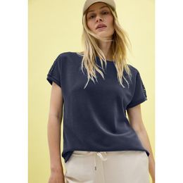 Cecil T-Shirt mit feinem Mesh-Einsatz urban navy L (42) L (42) Silk Touch T-Shirt von Cecil