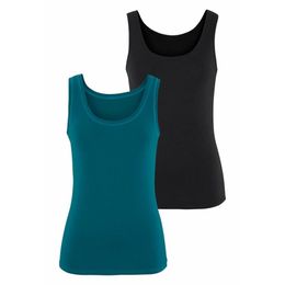 Vivance Tanktops (2 St&uuml;ck) aus Baumwoll-Stretch Damen Gr&ouml;&szlig;e M petrol / schwarz