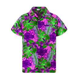 King Kameha Shirt 'Green Purple Flower' male Pink size S