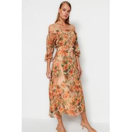 Trendyol Kleid in Apricot/ Gr&uuml;n - 60% | Gr&ouml;&szlig;e 36 | Damen-kleider