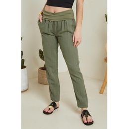 Le Monde du Lin Leinen-Hose in Khaki - 79% | Gr&ouml;&szlig;e 40/42 | Damenhosen
