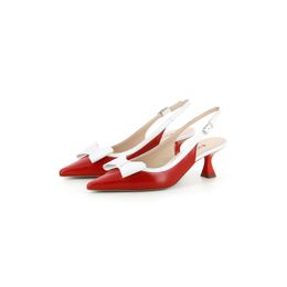 Evita PERLA Damen Sling Pumps - Lackleder Rot/wei&szlig; 41