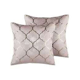 Beliani 2er-Set Dekokissen ALYSSUM in Rosa/Gold | Gr.: onesize