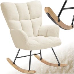 TecTake&reg; Schaukelstuhl, gepolstert mit Boucl&eacute;-Bezug, gesteppt, stabiles Stahlgestell, 68 x 96 x 97 cm, Belastbarkeit 120 kg