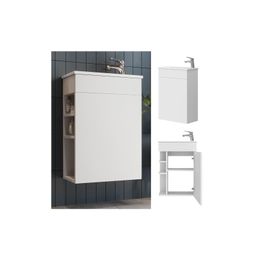 VICCO Badm&ouml;bel-Set Amadeo Wei&szlig; 2-teilig Waschbecken Waschtischunterschrank gro&szlig;e T&uuml;r