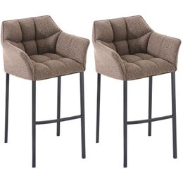 CLP Barhocker 2er Set mit Lehne Damaso, Barst&uuml;hle gepolstert mit Stoffbezug, Vierfu&szlig;gestelle aus Metall, Tresenhocker bis 240 kg belastbar