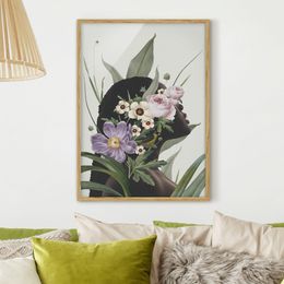 Bilderwelten Bild mit Rahmen Blumen gr&uuml;n Vintage inkl. Rahmung - Gr&uuml;ner Garten im Kopf - Retro Wohnzimmer Schlafzimmer