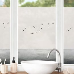 Bilderwelten Fensterfolie Tiere Illustration Aquarell schwarz weiss - Vogelzug in den S&uuml;den - V&ouml;gel Wohnzimmer Schlafzimmer K&uuml;che