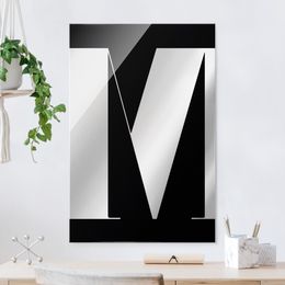 Glasbild Antiqua Letter M Schwarz