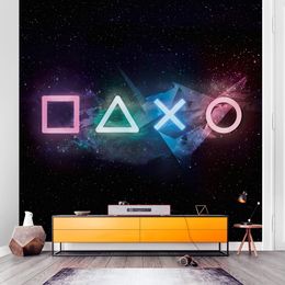 Jugendtapete | Fototapete Controller Symbole in ferner Galaxie - Wandtapete, Motivtapeten, Bildtapeten - selbstklebende Tapete- Gaming Tapete