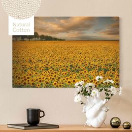 Leinwandbild Blumen Feld mit Sonnenblumen