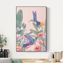 Akustik-Wechselbild Kolibris und rosa Bl&uuml;ten