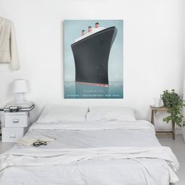 Bilderwelten Leinwandbild Henry Rivers Vintage Kunstdruck Reiseposter - Kreuzfahrtschiff Leinwanddruck Hochformat Wandbild moderne Bilder auf Leinwand