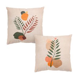 Dekokissen 2er Set Boho Bl&auml;tter Duo
