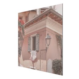Bilderwelten Alu Dibond Outdoor Bild Stadt rosa Motiv wetterfest - Bella Italia - Italien Wohnzimmer Schlafzimmer