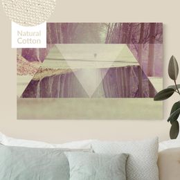 Bilderwelten Leinwandbild - Querformat Geometrie trifft Waldweg