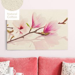 Bilderwelten Leinwandbild - Querformat Zarter Magnolienzweig