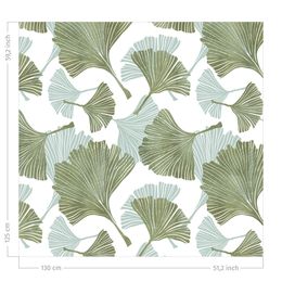 Vorhang Gro&szlig;er Ginkgobl&auml;tterregen in Gr&uuml;n - blickdichte Gardine Botanik Tropical Illustration Muster Wohnzimmer Schlafzimmer K&uuml;che Bad Badezimmer Gr&uuml;n