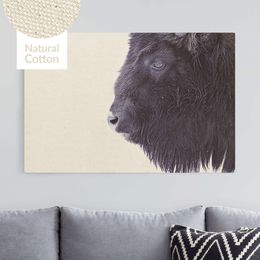 Leinwandbild Schwarzer B&uuml;ffel im Portrait