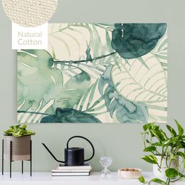 Bilderwelten Leinwandbild - Querformat Palmwedel in Wasserfarbe II