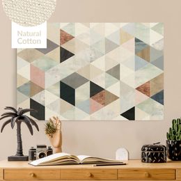 Bilderwelten Leinwandbild - Querformat Aquarell-Mosaik mit Dreiecken I