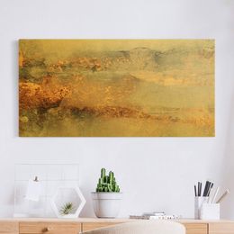 Bilderwelten Leinwandbild Gold-Grauer Nebel