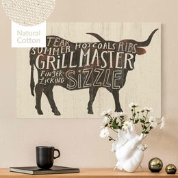 Bilderwelten Leinwandbild - Querformat Bauernhof BBQ - Rind