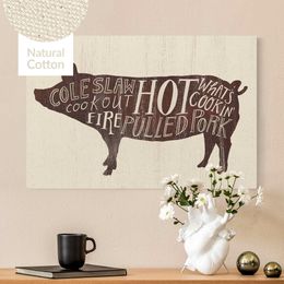 Bilderwelten Leinwandbild - Querformat Bauernhof BBQ - Schwein