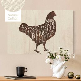 Bilderwelten Leinwandbild - Querformat Bauernhof BBQ - Huhn